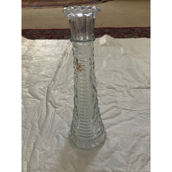 Accents | Clear Glass Bud Vase Textured Embossed Floral Pattern ...